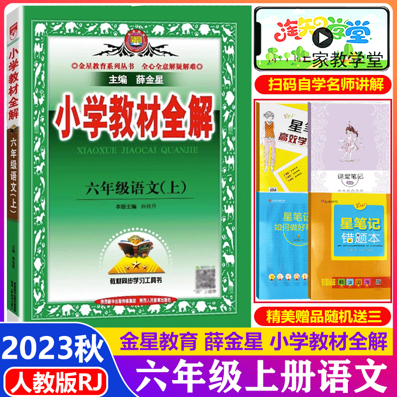 2023秋小学教材全解六年级语文上册 人教部编版RJ 小学全解6年级上册语文同步教材重点知识练习