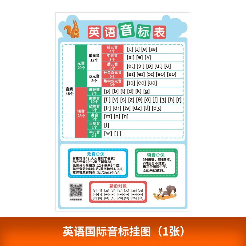 小升初分类基础核心单词大全挂图纸 学音标挂图