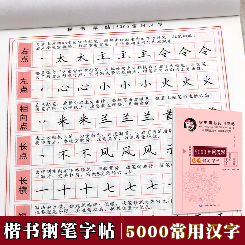中小学生楷书田英章字帖5000常用汉字钢笔字贴初学者练字帖正楷描红临摹本钢笔字帖速成初学者练