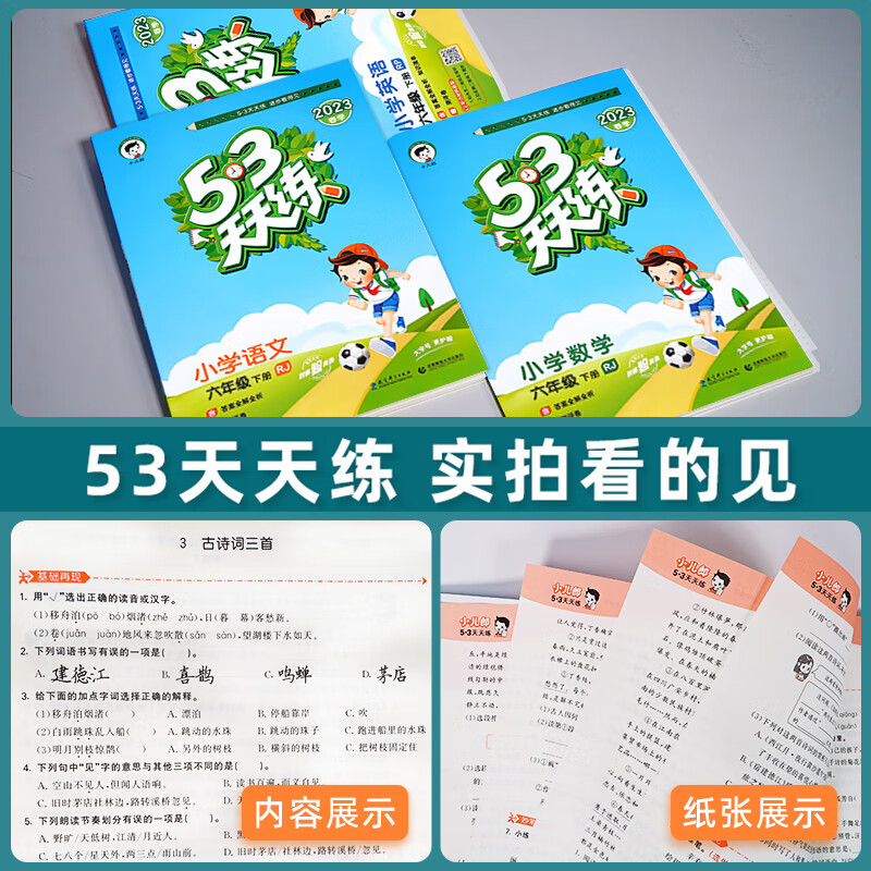 2023新版53天天练六年级上下册语文数学部编人教版全套同步训练 小学6年级下册课堂作业本试卷测试卷专项练习 【六下 人教版】语文 2023版 小学六年级