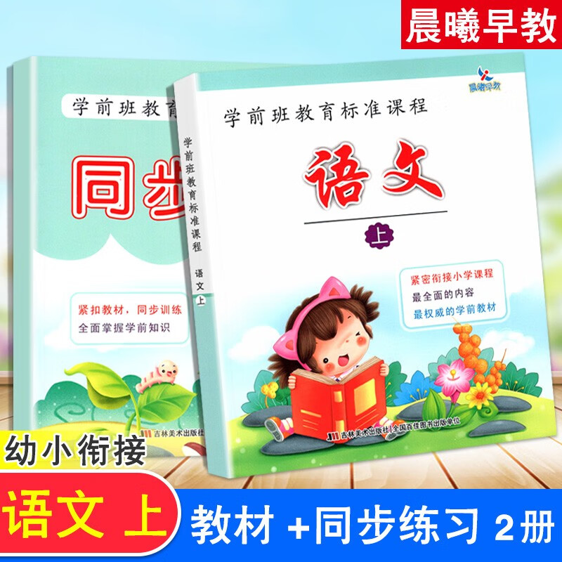 晨曦早教 学前班教育标准课程 上册 语文数学拼音识字 教材+同步练习册 幼升小大班 学前启蒙认知 语文+练习