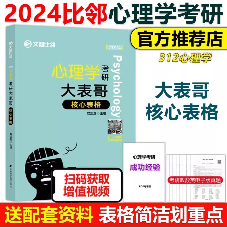 现货包邮 文都 2024心理学考研大表哥 核心表格 心理学考研教材 比邻学堂 迷死他赵 赵云龙考研心理学考点背诵学硕312专硕347