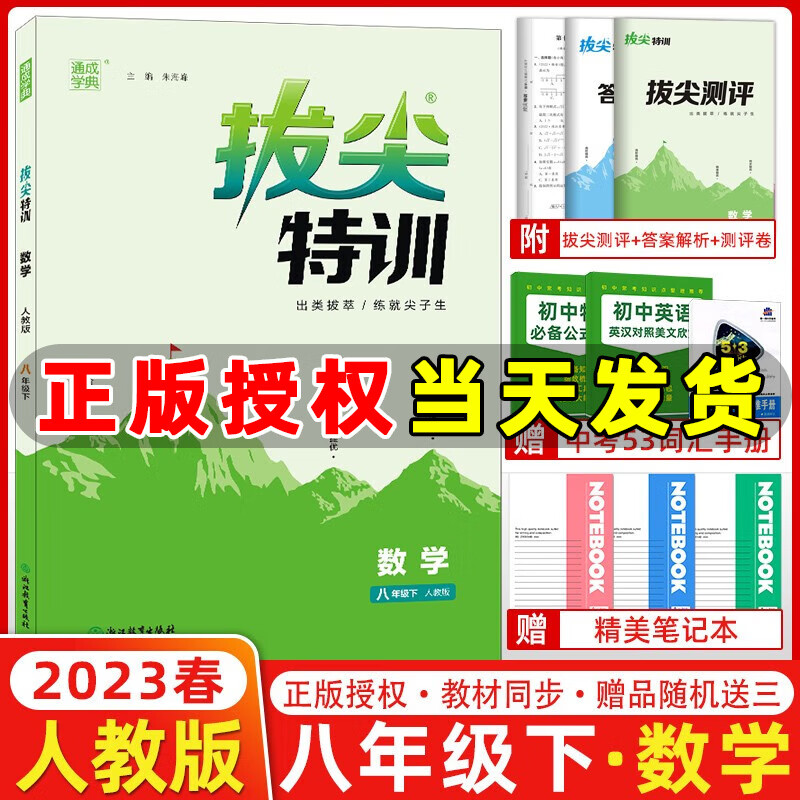 2024版拔尖特训八年级上册下册语文数学英语物理人教版外研版 拔尖初二8年级教材同步练习册通城学典拔尖作业本 八年级下册【数学 人教版】