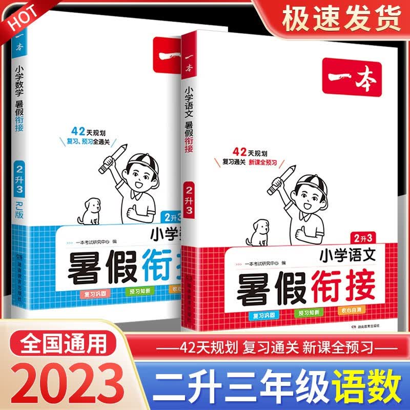 一本暑假衔接二升三年级语文数学人教版假期作业专项阅读理解口算专题训练辅导书练字帖 【2本衔接】语文+数学人教版