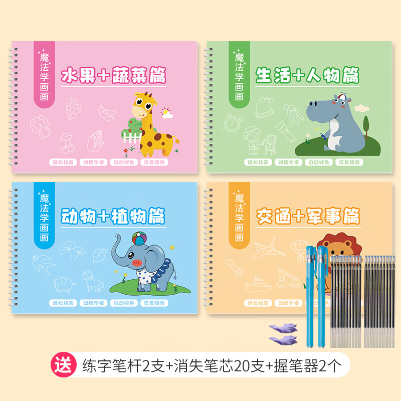 学前儿童凹槽简笔画字帖启蒙画画本幼儿宝宝学画3-6岁绘画模板 任意两本(联系备注)