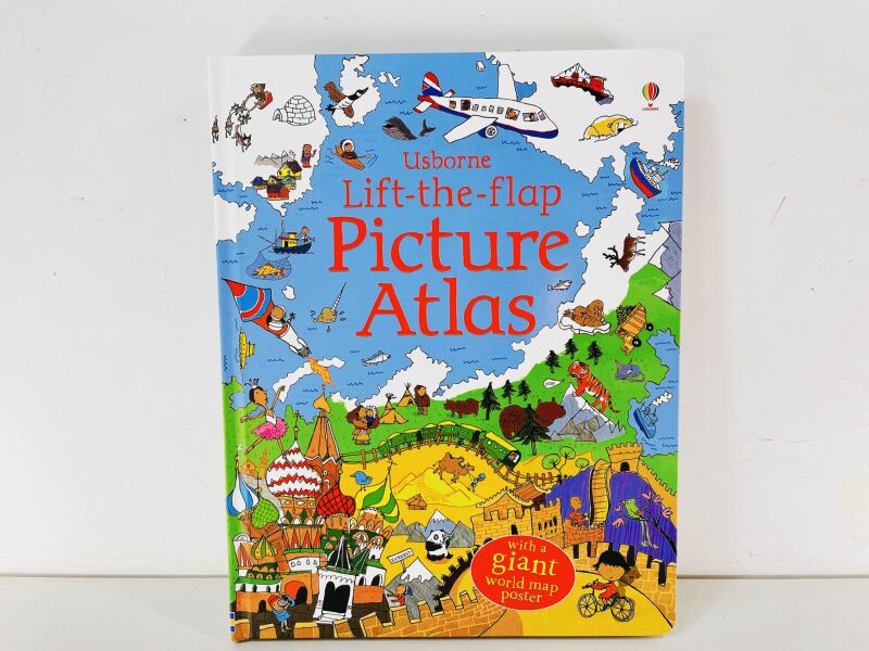 picture atlas 地图 英文儿童翻翻书 带一张海报