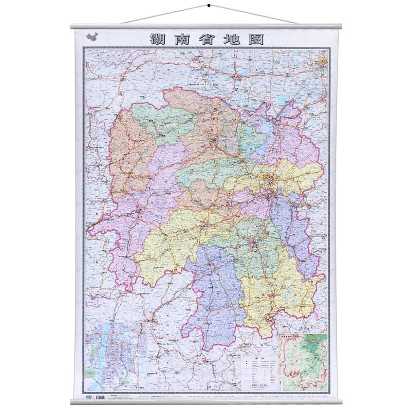 2020新版 湖南省地图挂图 精装版1.1x0.8米 政区交通旅游地形 带挂杆挂绳 高清 办公室