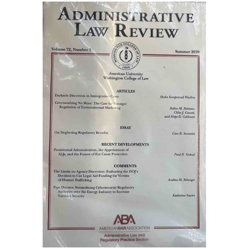 【单期可选】Administrative Law Review 2019/2020/2023年刊 英文法律评论 2020年夏季刊