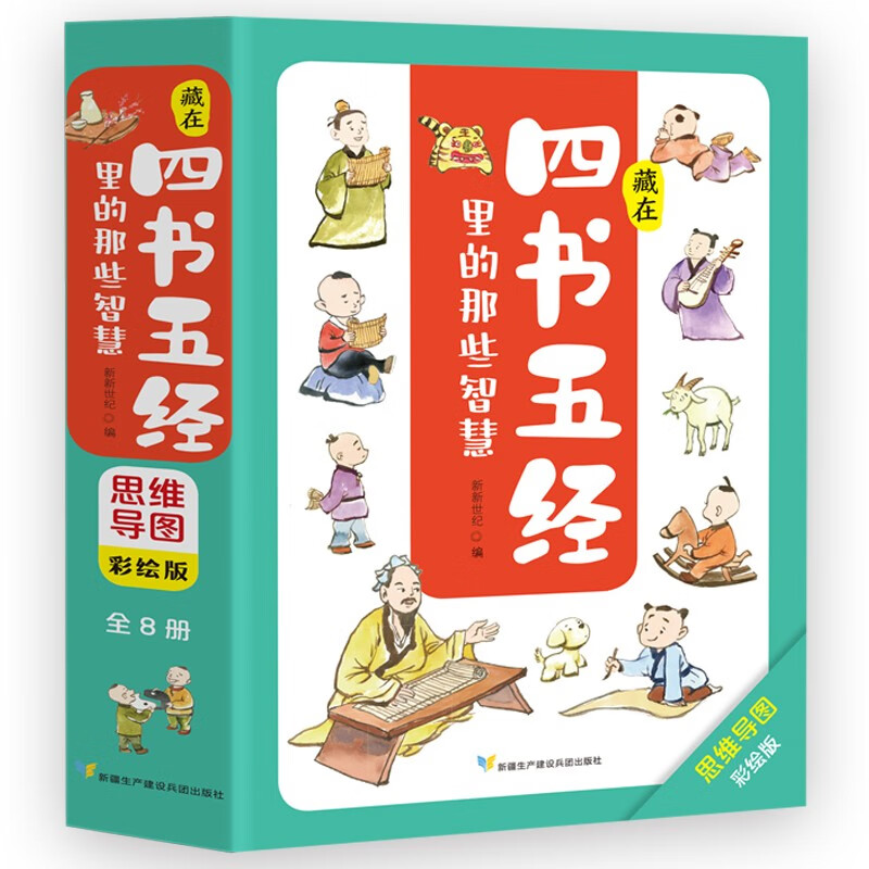 藏在四书五经里的那些智慧（思维导图彩绘版全8册）尚书+春秋+礼记+大学中庸+孟子+论语+诗经+易经