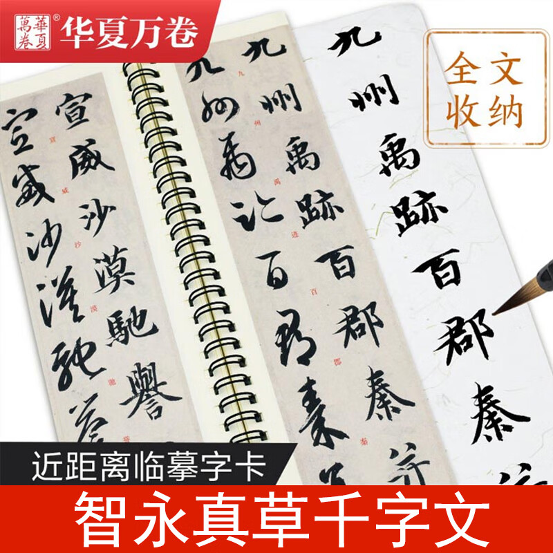 智永真草千字文 华夏万卷近距离临摹字卡墨迹本 书籍 毛笔书法字帖练字软笔 附简体旁注 草书行草高
