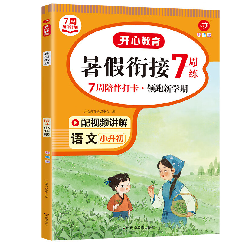 六年级语文暑假衔接小升初暑假阅读暑假作业复习6年级下册预习7年级上册同步RJ版教材视频讲解彩图大字 开心教育 暑假语文衔接小升初 小学升初中