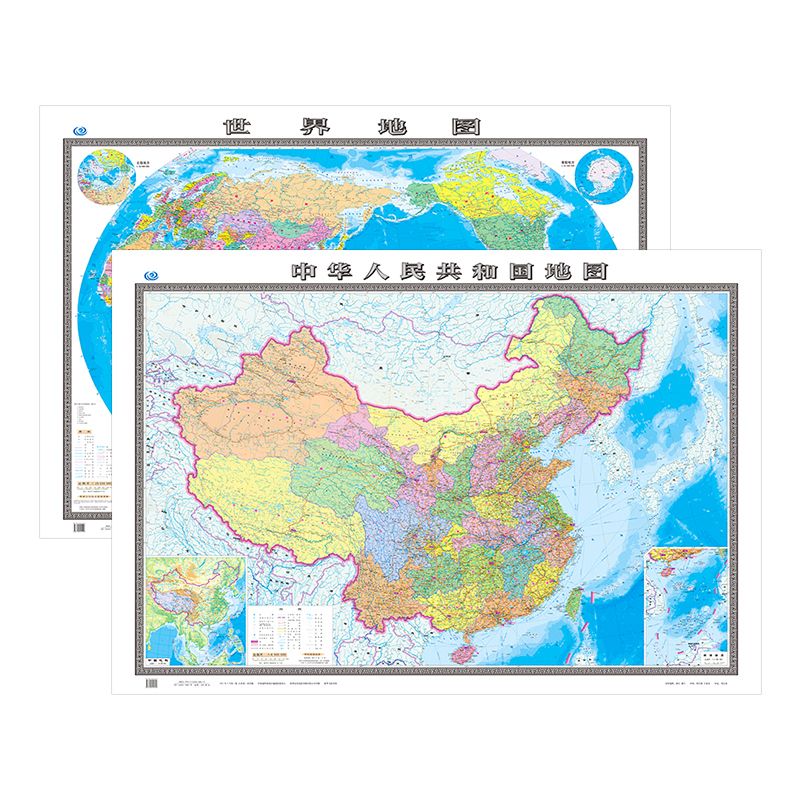 2023全新版世界和中国图超大1.5米x1.1m学生 中国+世界地图 贴墙款 2张