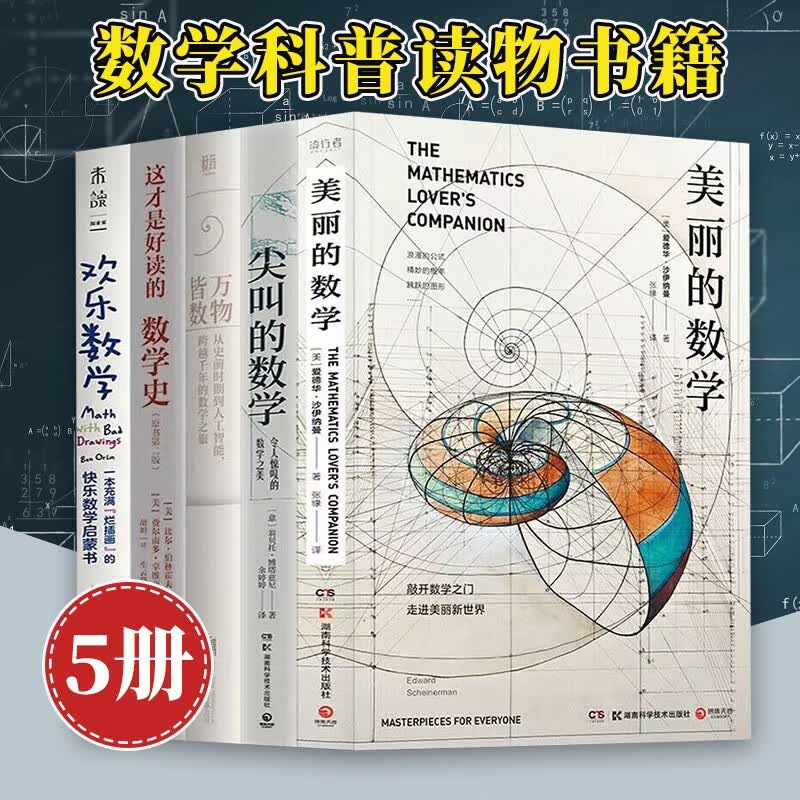数学科普系列全套5册 美丽的数学+尖叫的数学+万物皆数+这才是好读的数学史+欢乐数学 数学科普读物书籍
