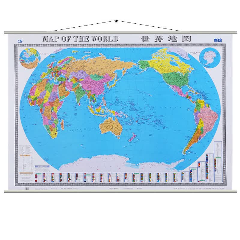 2022世界地图挂图商务版中英文版 中英文对照精装1.5米X1.1米