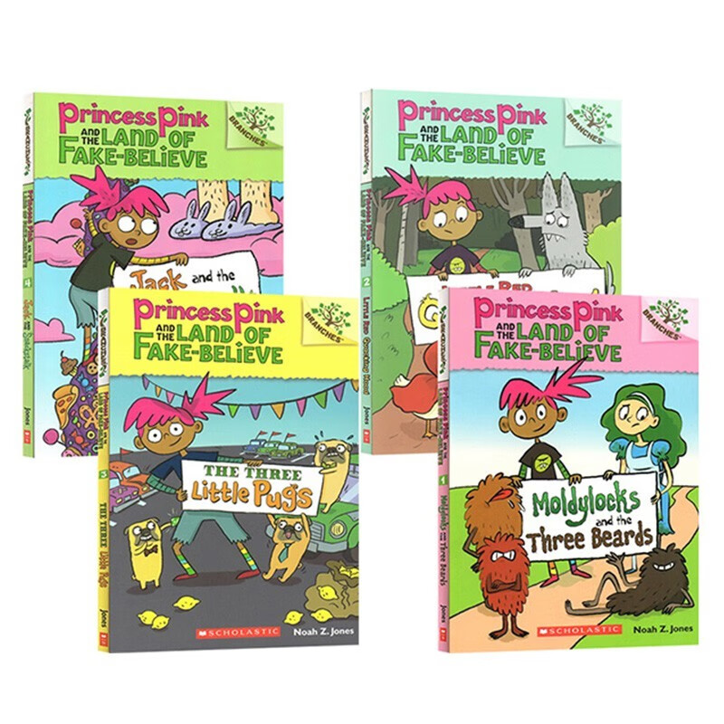 Princess Pink and the Land of Fake Believe 粉红公主和虚无世界 4册 Scholastic Branches 学乐大树系列儿童桥梁章节书 . 英文原版