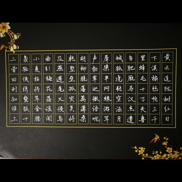 白字黑底方格硬笔书法纸比赛专用作品纸黑卡纸白笔专用练习a4 单款98格子50张 98格子50张
