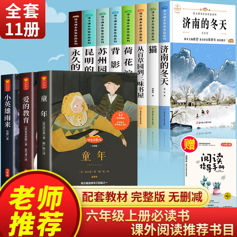 爱的教育小英雄雨来童年书全套3册高尔基原著完整版6小学生六年级必读课外阅读书籍上册上学期经典教师老 【推荐套装】六年级上册必读+六年级推荐书