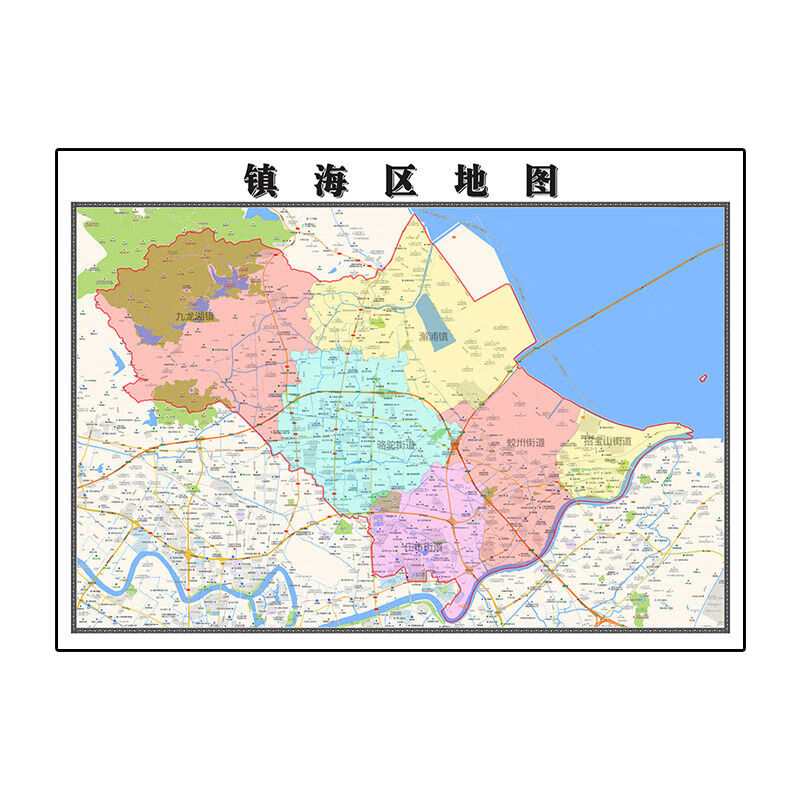 镇海区地图1.1米浙江省宁波市办公室客厅书房新版防水高清装饰画 覆膜
