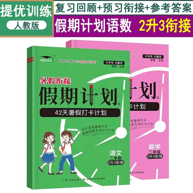 培优暑假计划人教语文数学二年级下册升三年级上册2本暑假衔接暑假作业练习册每日一练专项训练小学生提优训练
