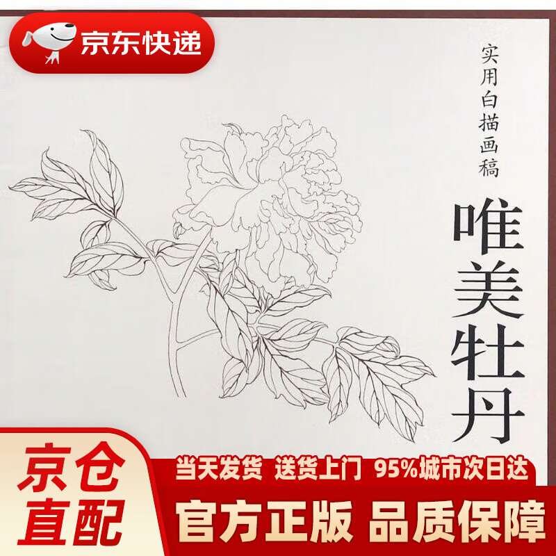 实用白描画稿 唯美牡丹