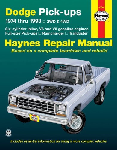 Dodge Ramcharger & Trailduster full-size pick-ups (1974-1993) Haynes Repair Manual (USA)