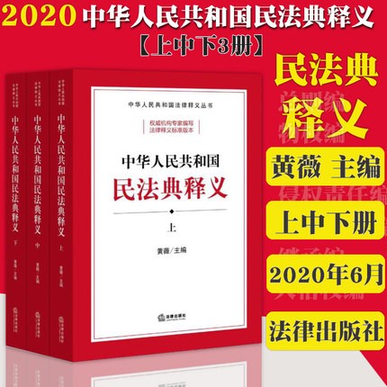 现货2020 中华人民共和国民法典释义上中下全3册 黄薇 法条总则物权合同人格权婚姻家庭继 法律出版