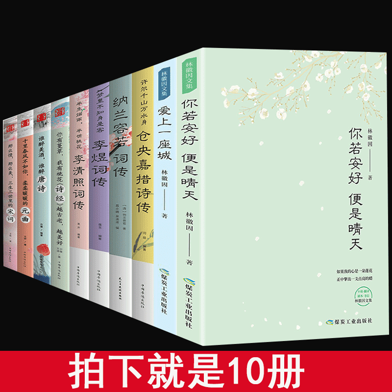 全套10册仓央嘉措诗集 李清照诗词集 纳兰容若词传李煜徐志摩诗词书籍情诗 诗经唐诗宋词元曲三百首