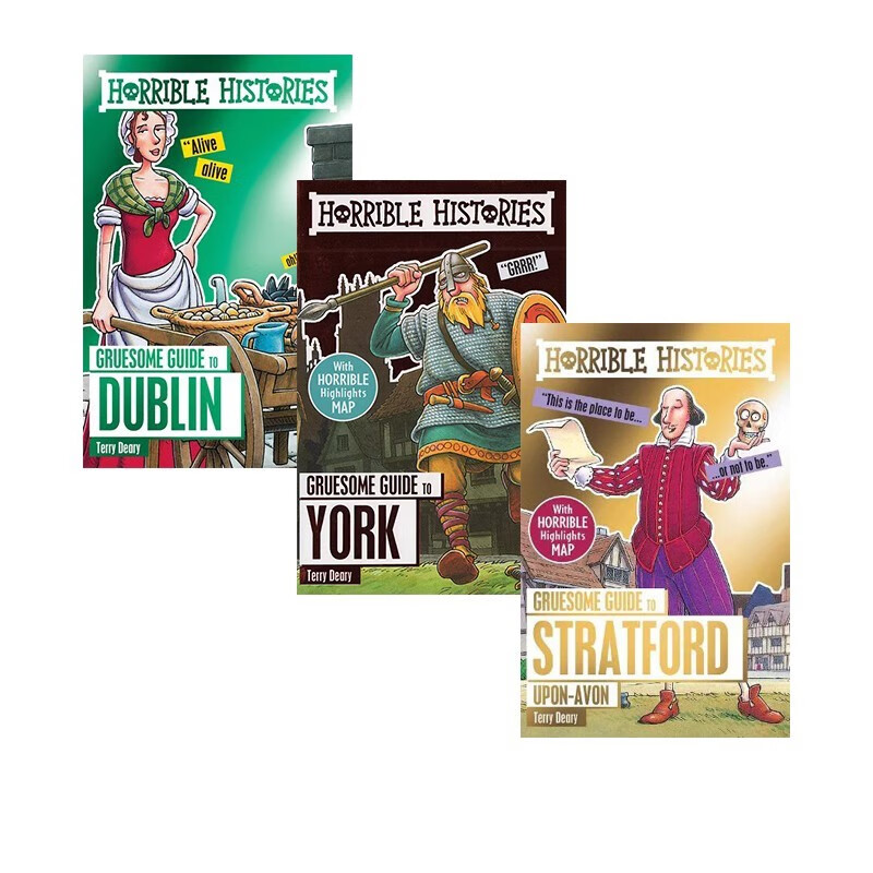 英文原版 Horrible Histories Gruesome City Guides可怕的历史 城市指南 3册 儿童桥梁章节读物 插图历史故事书