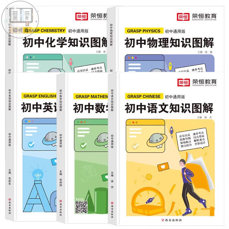 2023新 知识点汇总图解知识大全公式手册人教版通用基础清单辅导书思维导图必刷题中考复习辅导资料zj 【全5册】语文+数学+英语+物理+化学 初中通用