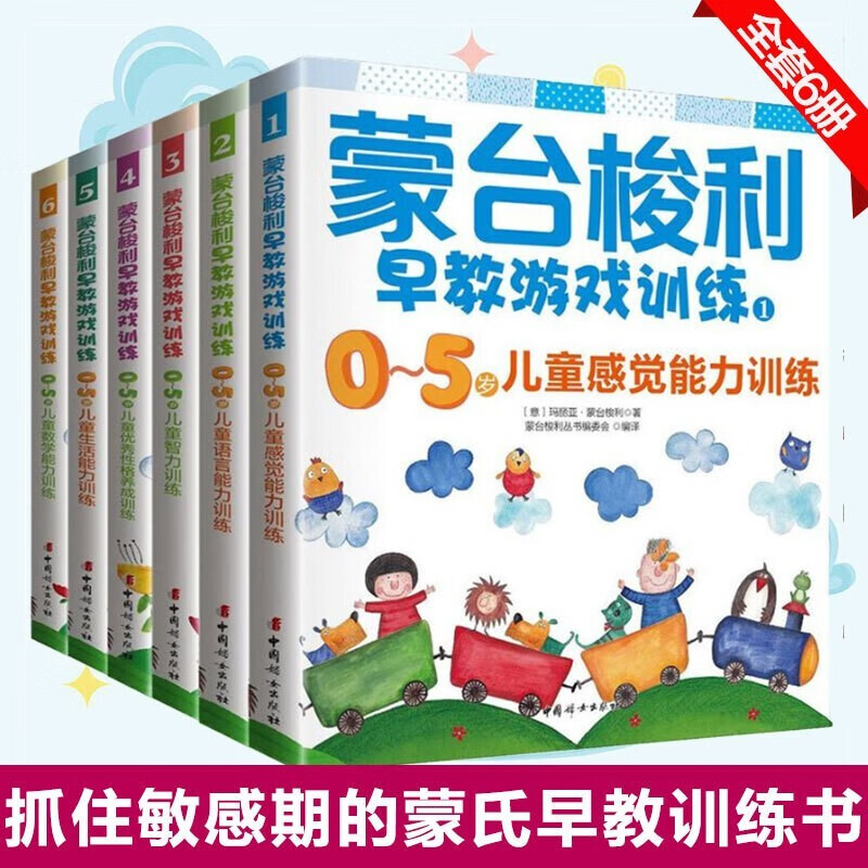 蒙台梭利早教游戏训练书 0-5岁儿童能力训练全套共6册 宝宝婴幼儿教育手册育儿百科启蒙认知 蒙台梭利  蒙台梭利