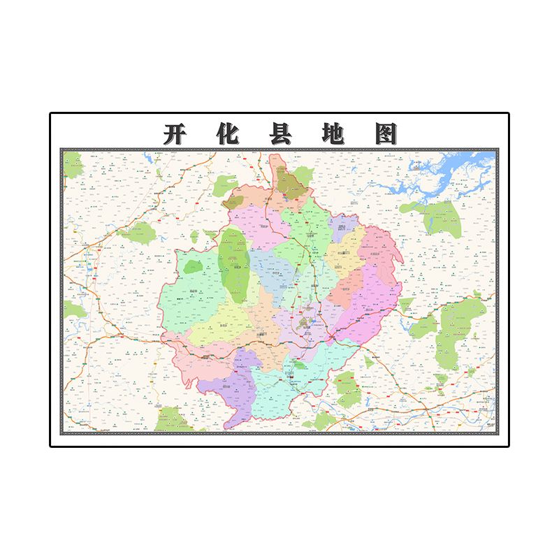 开化县地图1.1m浙江省衢州市新版装饰画客厅沙发会议办公室贴画 不覆膜