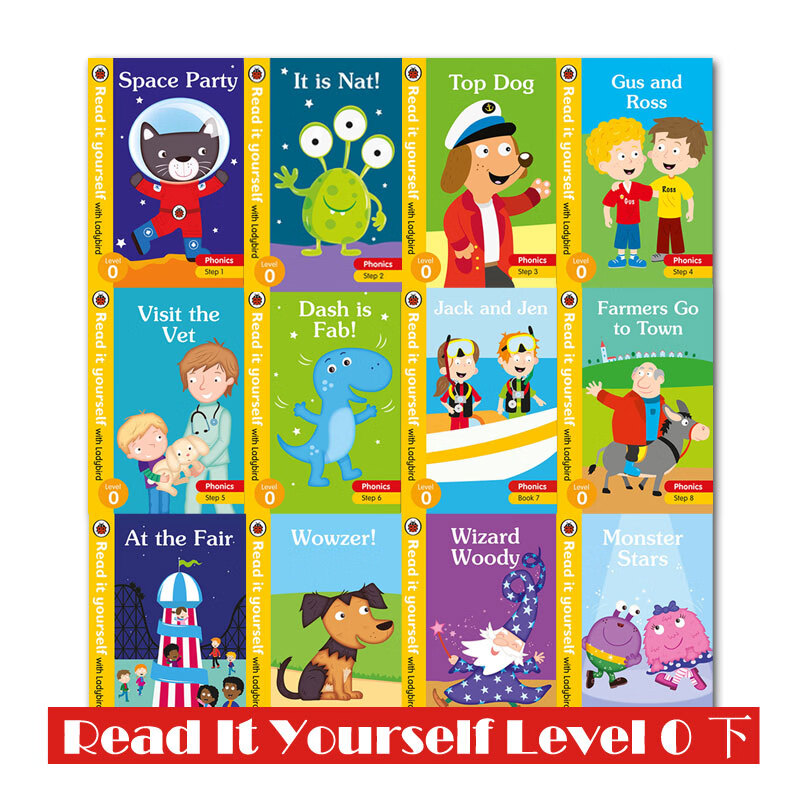 Read it yourslef with ladybird 快乐瓢虫 儿童分级阅读套装 Level 0（12册）分阶自然拼读训练套装（下）