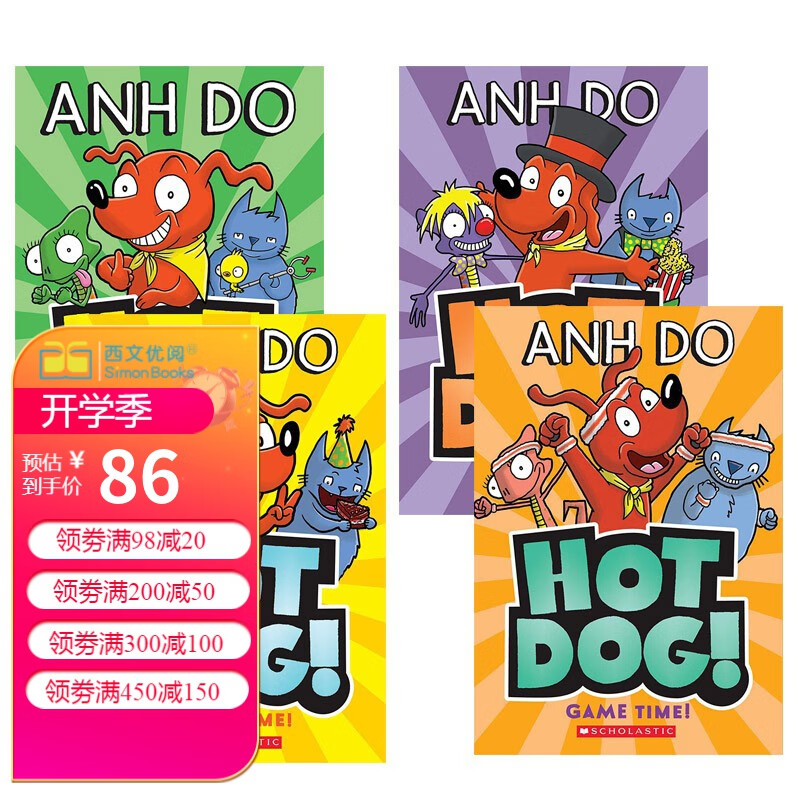 英文原版 Hot Dog 4册 幽默搞笑故事书 入门级章节英语课外读物 Anh Do