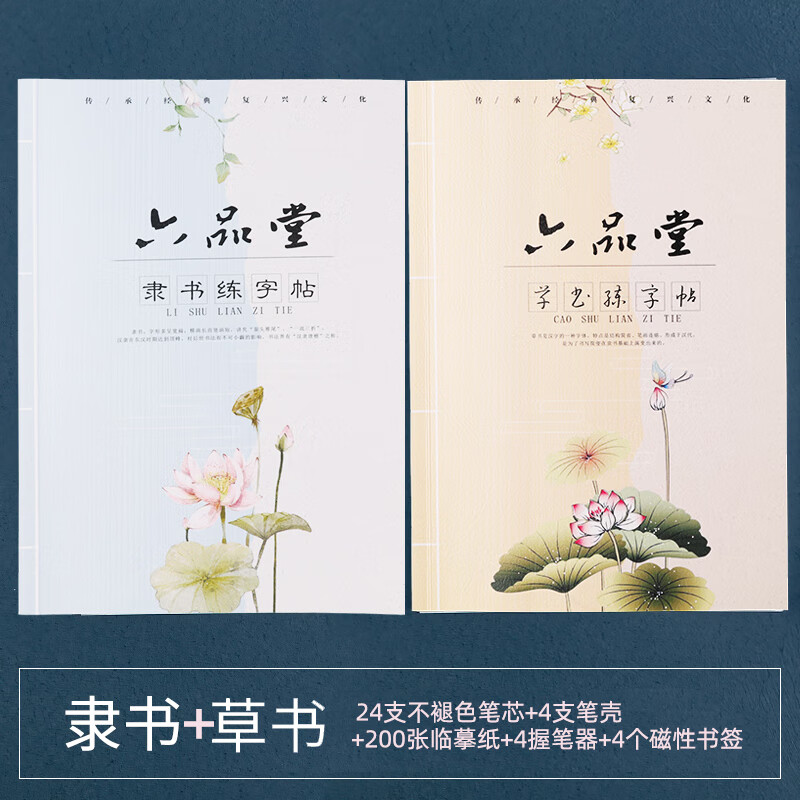 六品堂隶书钢笔字帖隶书硬笔书法练字帖古诗词篆书草书练字神器 2册[隶书字帖+草书字帖]送练