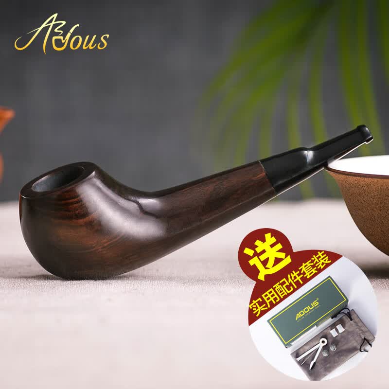 ADOUS鸡腿斗黑檀木烟丝斗实木手工老式斗烟叶斗 AH652（木纹光面）