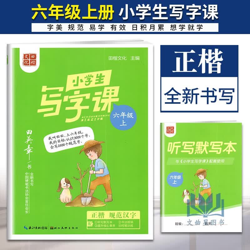 田楷文化 2022年春小学生写字课1-6年级上下册部编版人教版RJ版小学生写字1-6年级下写字课课练楷书田英章全 小学生写字课 六年级上册 人教版