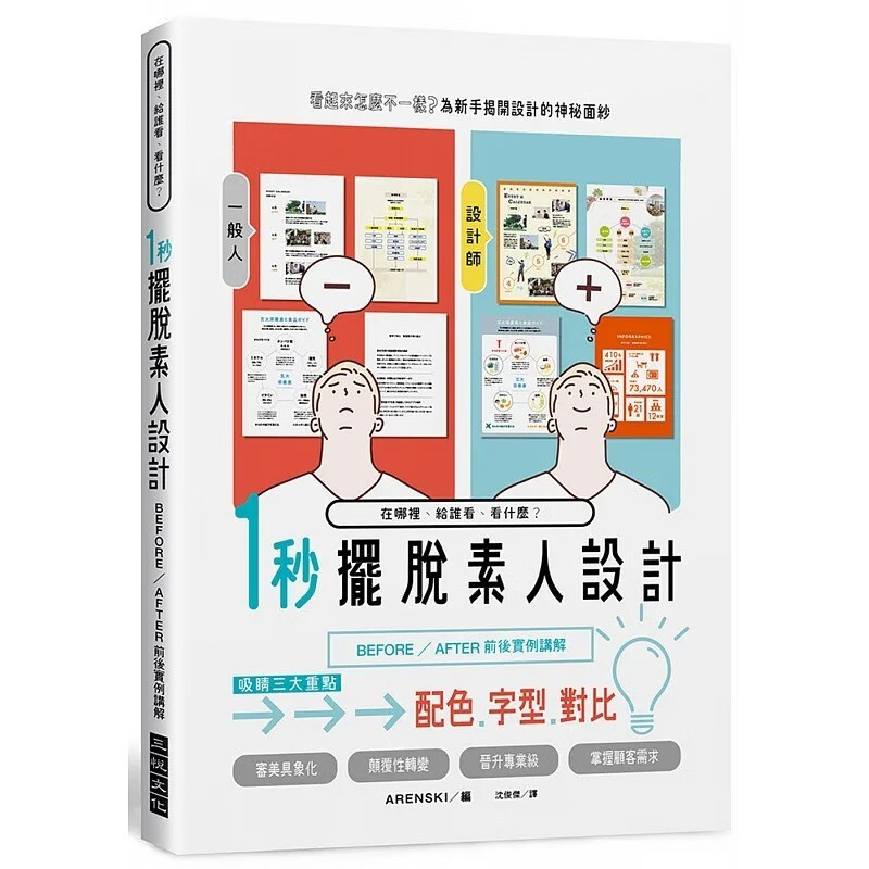 现货 台版 １秒摆脱素人设计 三悦文化 沉俊杰 60种商业提案排版配色字型对比面设计书籍
