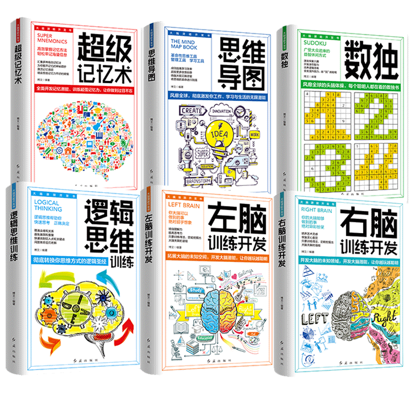 大脑潜能开发书共6册数独记忆术思维导图逻辑思维训练左右脑开发训练智力开发书排行榜 lr