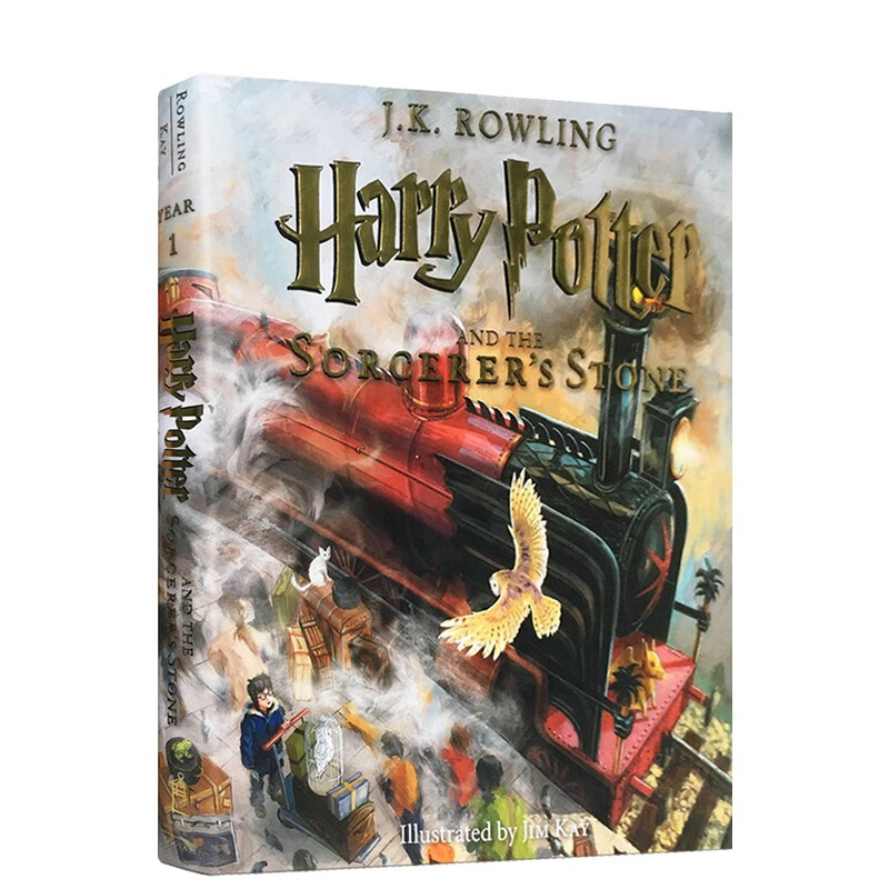 预售 彩绘版第一部 英文原版 哈利波特与魔法石 美版 Harry Potter and the Sorcerer's Stone 1 精装收藏插图纪念版 JK Rowling