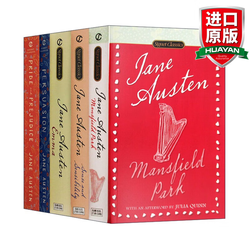 英文原版小说 简奥斯汀5部经典作品 Jane Austen 英文版 傲慢与偏见 理智与情感 爱玛 劝导 曼斯菲尔德庄园