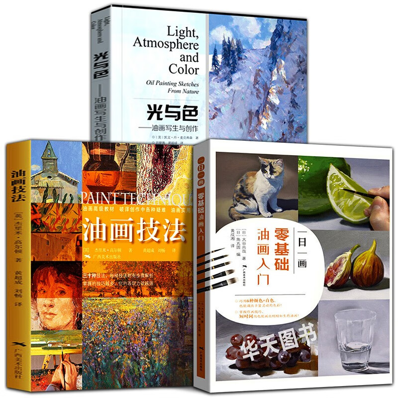全3册 油画技法+一日一画零基础油画入门+光与色油画写生与创作油画手绘技法教程初学者美术绘画书籍零基础学油画绘画自学入门教材 全3册 油画技法+入门+写生与创作