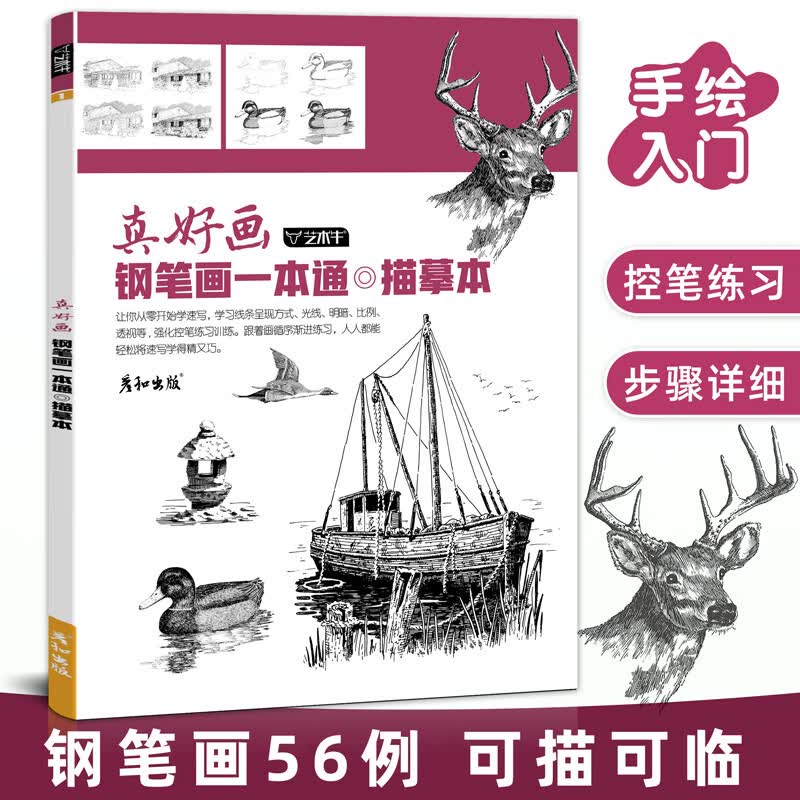 真好画钢笔画一本通描摹本线稿临摹描线控笔绘画本画画成人练习册线描画册素材手绘初学者入门教材教程儿童插画黑白美术创意简笔画