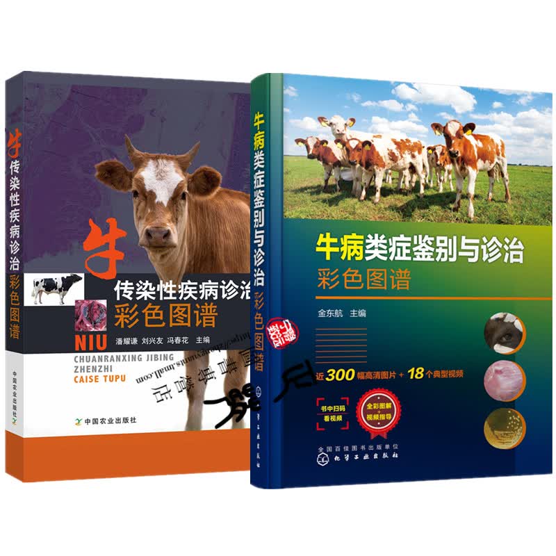 牛病类症鉴别与诊治彩色图谱+牛传染性疾病诊治彩色图谱 养牛书籍饲养肉牛养殖技术教程饲料配制牛病治疗书