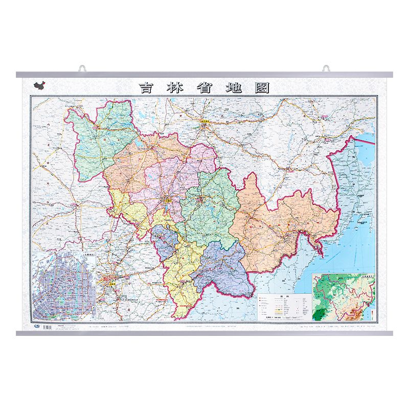 吉林省2022新版中国和世界高清超生 挂图【送安装挂件】 共2张 吉林+中国地图 高清覆膜