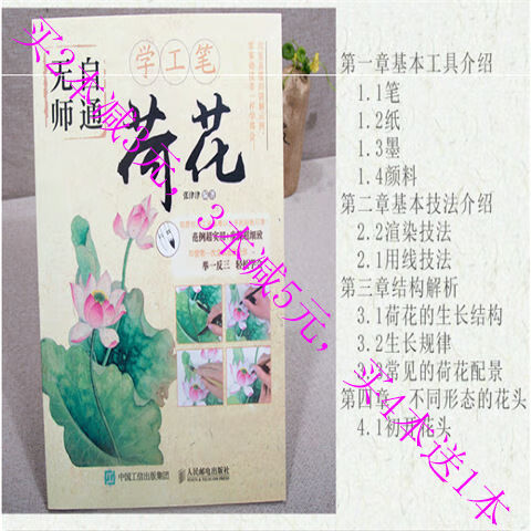 无师自通学画国工笔画禽鸟鱼百花荷花牡丹工笔画训练 无师自通学 工笔荷花