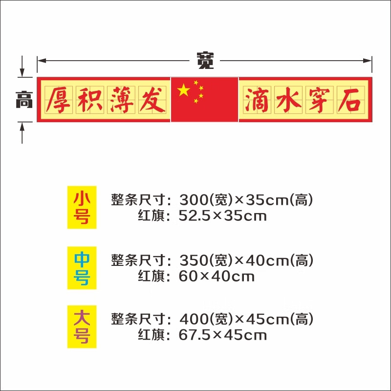 教室黑板上方横幅名人名言班级励志标语文化布置装饰墙贴班训贴纸 JS-23 厚积薄发 滴水穿石 贴纸款 大
