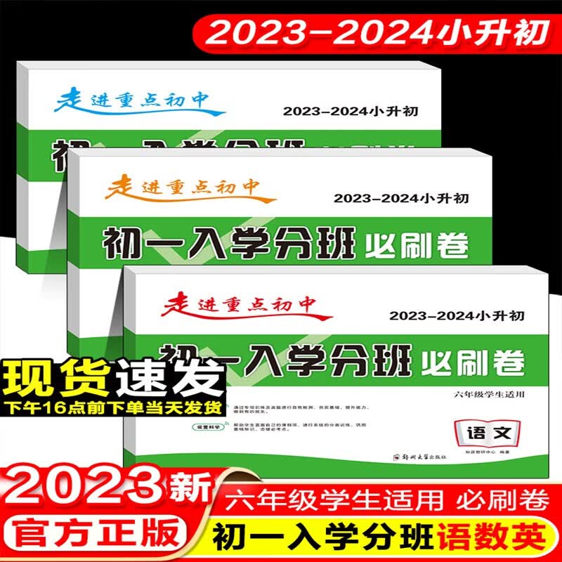 2023初一入学分班必刷卷小升初真题卷语文数学英语小学毕业总复习试卷题重点初中招生初一分班考试模拟卷走进名校小升初分班考试卷 2023新版*初一入学分班必刷卷【 小学六年级