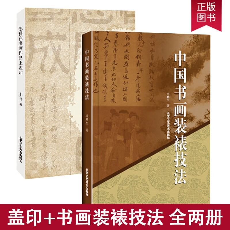 全2册 中国书画装裱技法+怎样在书画作品上盖印 艺术书法字画书画装裱 古旧书画修复技法装裱的历史和发展过程和工序技法