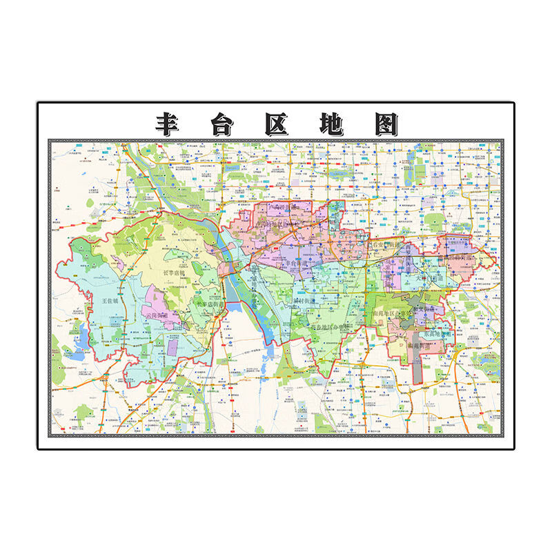 丰台区地图1.1米北京市新款防水客厅装饰画办公室书房背景墙画 不覆膜