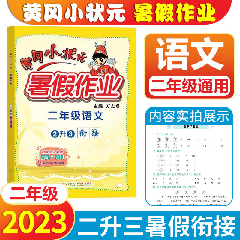 2023新版黄冈小状元暑假作业二年级语文数学2本人教北师苏教通用版小学黄岗小状元暑假衔接二升三2升3年级暑假一本通语数同步复习 暑假作业 二年级语文
